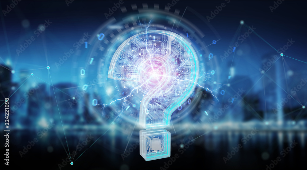 Blue digital question marks background 3D rendering Stock Illustration ...