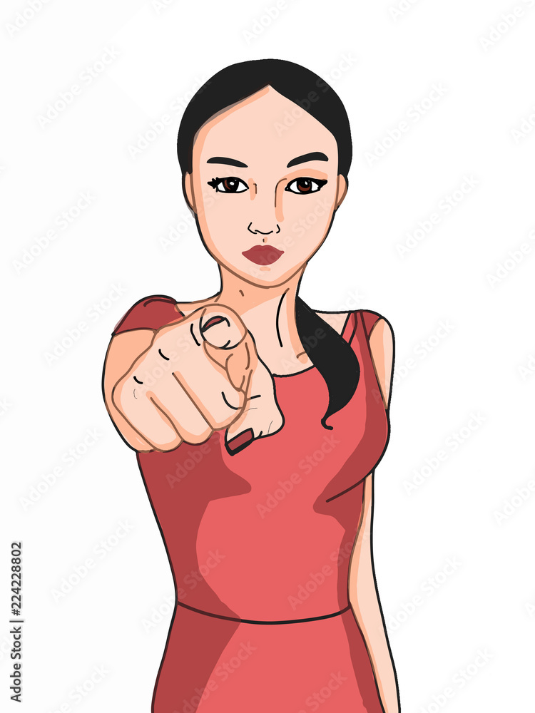 cartoon woman characters pointing to you Stock Illustration | Adobe Stock