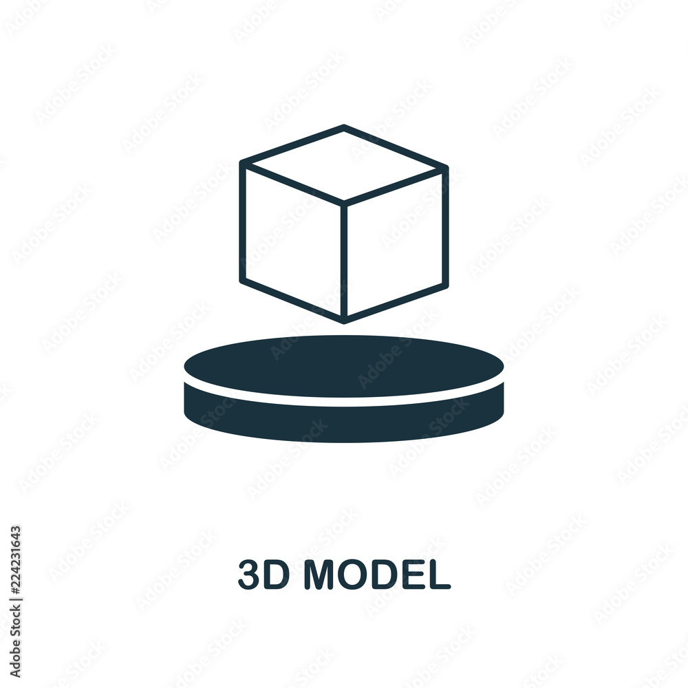 3D Model icon. Monochrome style design from machine learning icon ...