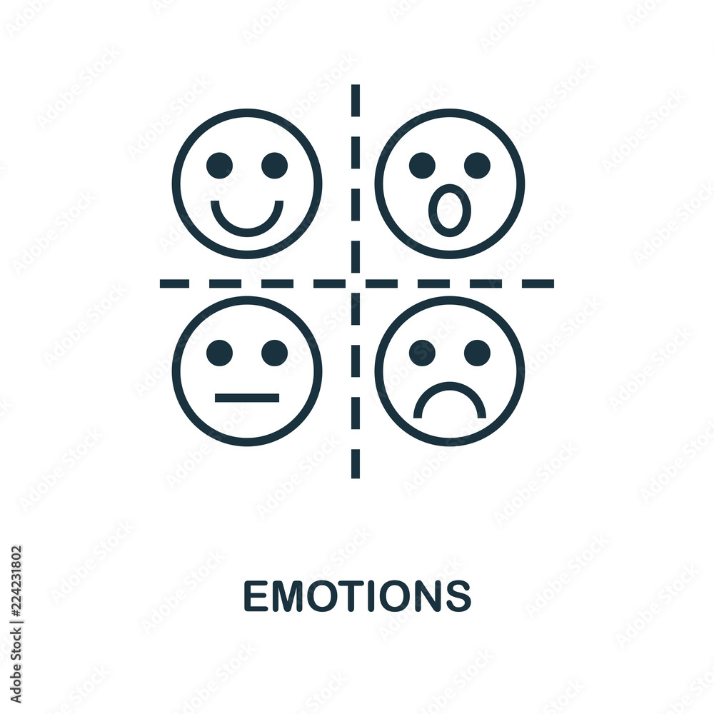 Emotions icon. Monochrome style design from machine learning icon ...