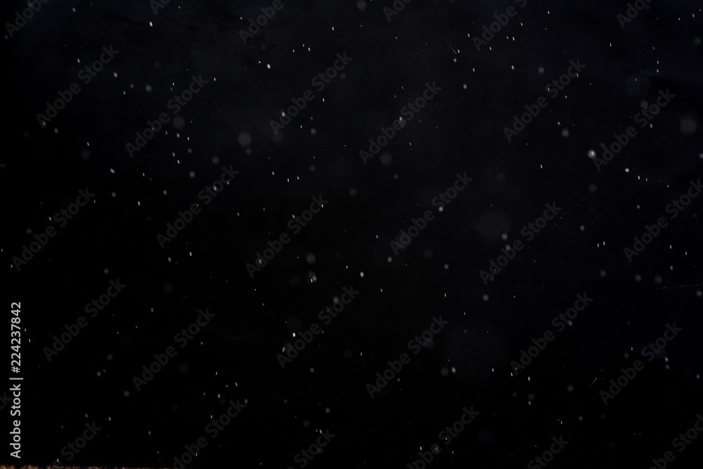 Snowfall on black background - design element. Abstract black white ...
