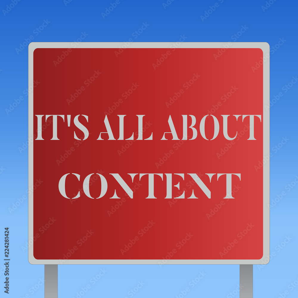 Writing note showing It s is All About Content. Business photo ...