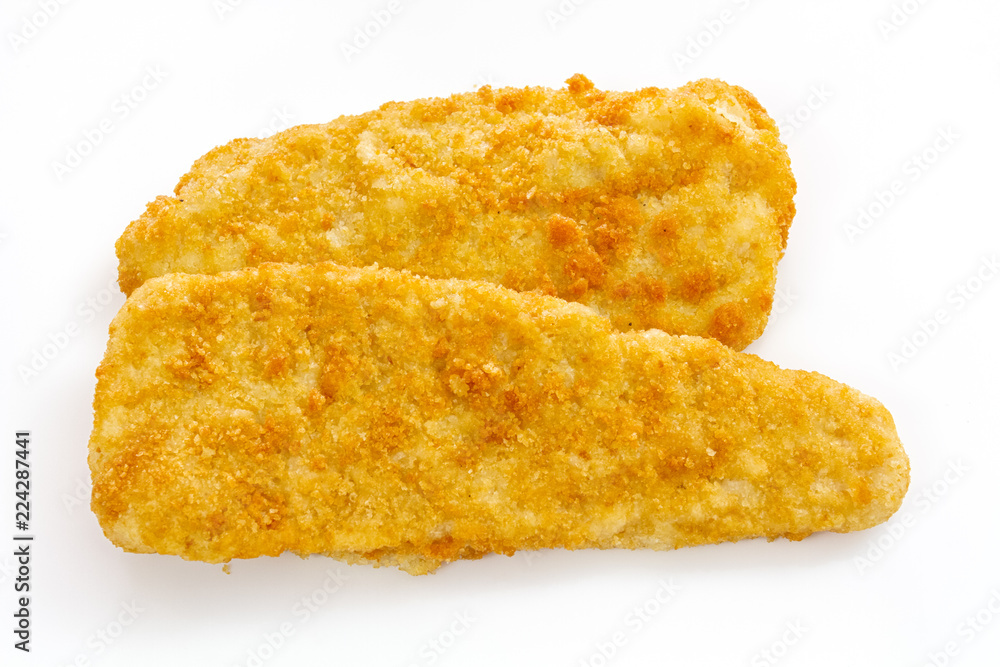 breaded fish on a white background Stock Photo | Adobe Stock
