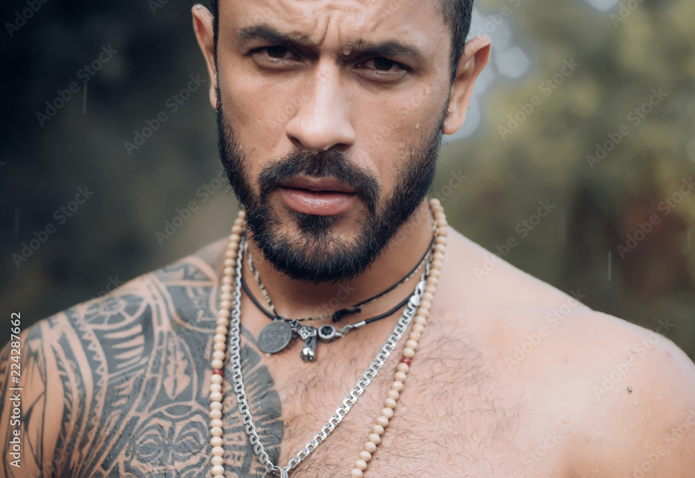 Muscular latin lover. Portrait of brutal handsome latin man. Stylish ...