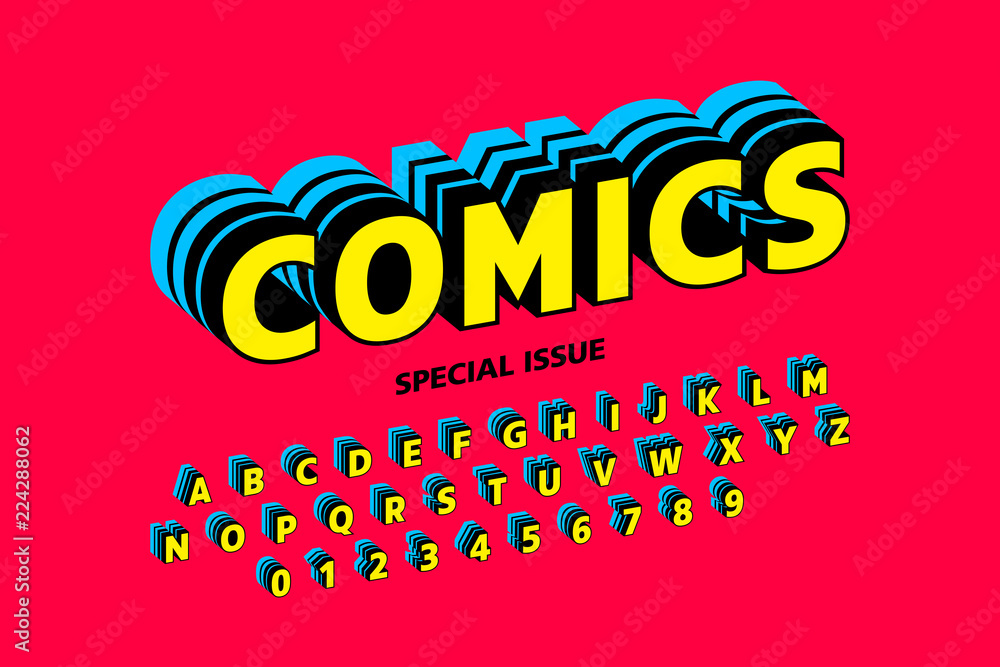 Comics style font design, alphabet letters and numbers Stock Vector ...
