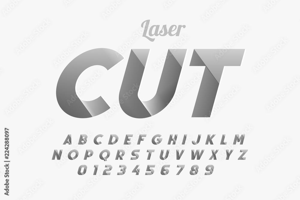 Laser cutting font design, alphabet letters and numbers Stock Vector ...