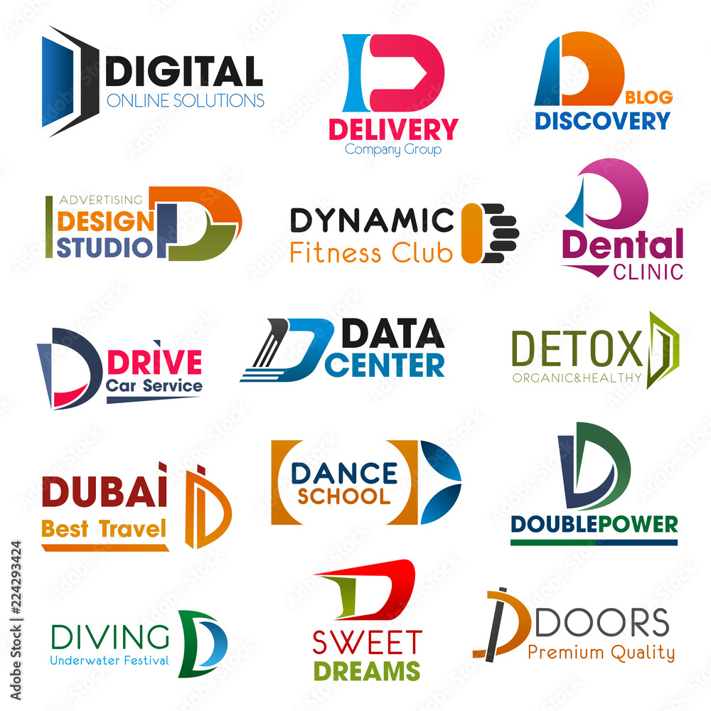 Letter D symbols vector identity elements Stock Vector | Adobe Stock