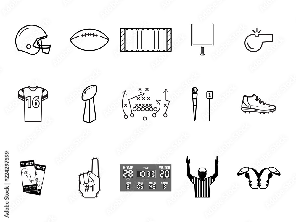 Black and White Football Vectors Stock Vector | Adobe Stock