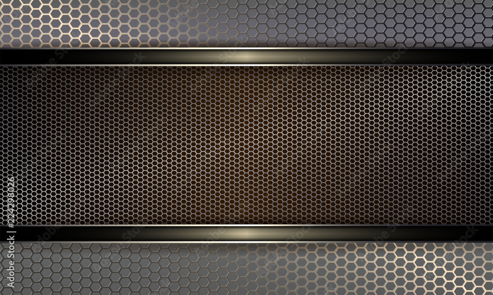 Geometric background with metal grille and frame with shiny edging ...