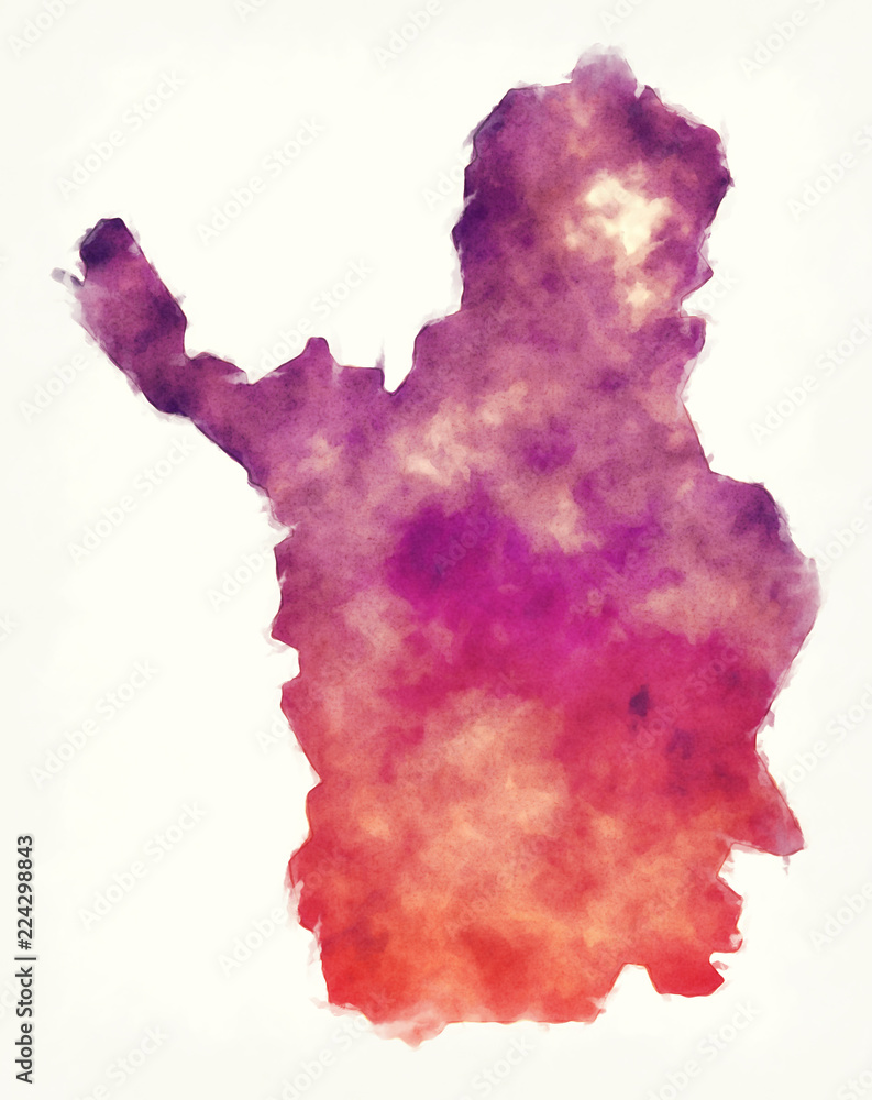Lapland region watercolor map of Finland in front of a white background ...