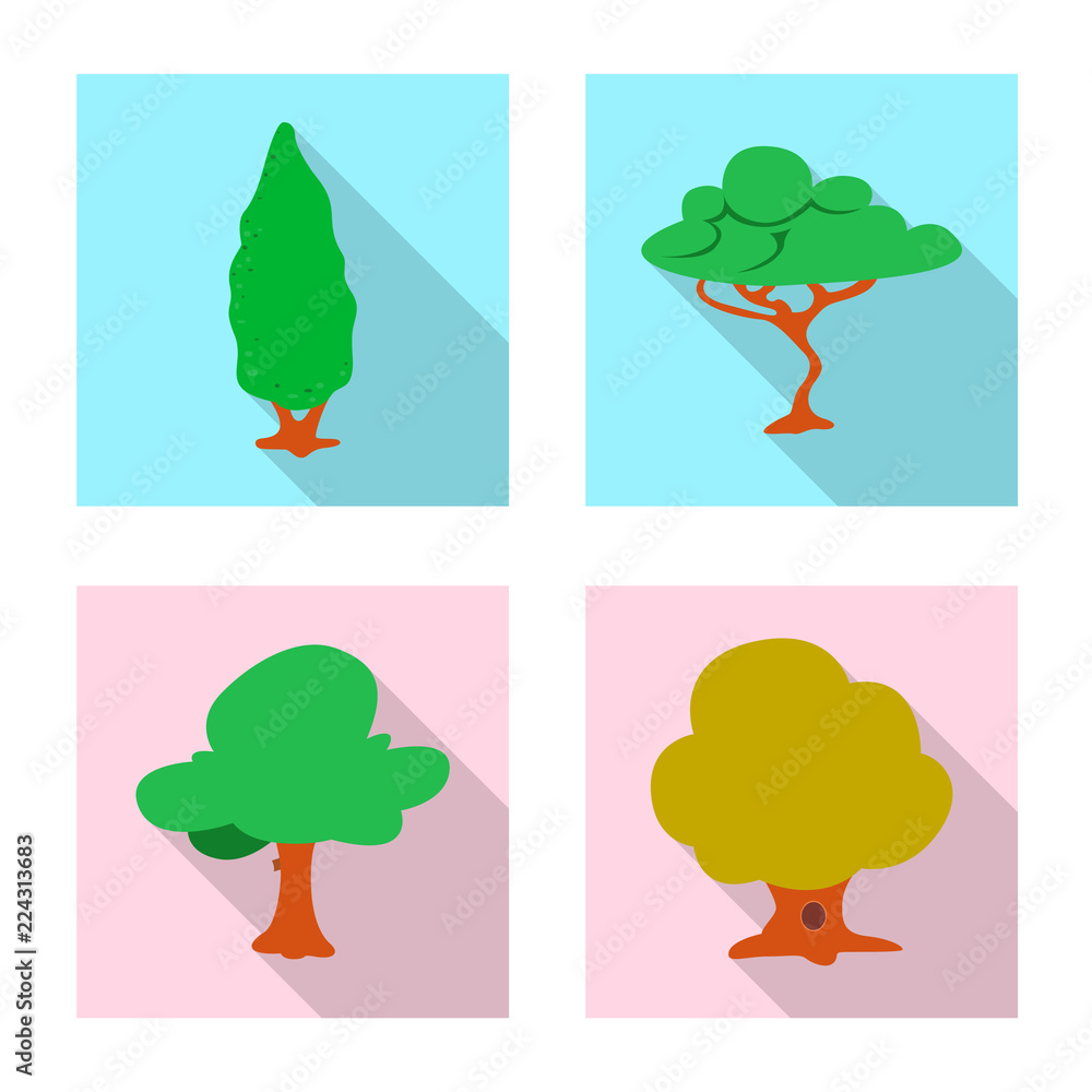 Vector illustration of tree and nature symbol. Set of tree and crown ...