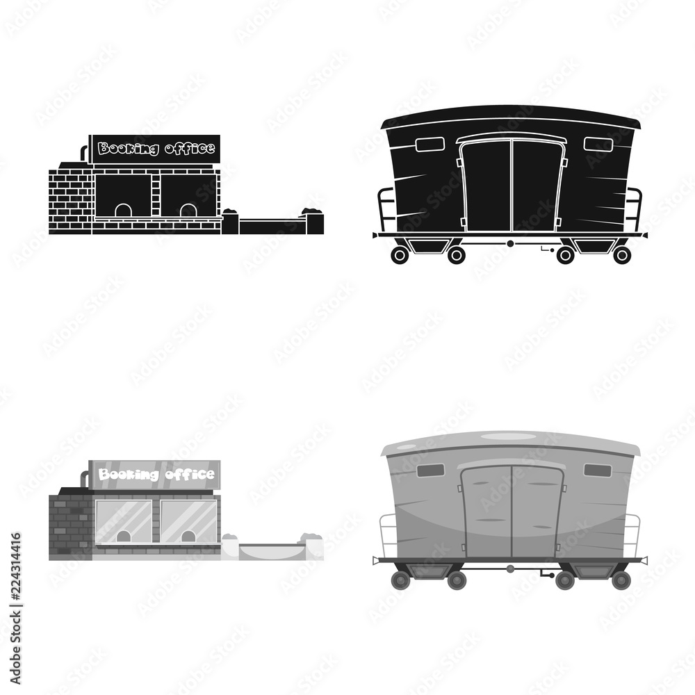 Vector design of train and station logo. Set of train and ticket stock ...