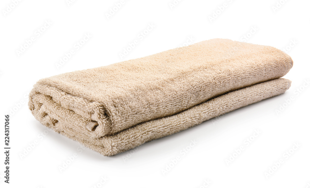 Clean soft towel on white background Stock Photo | Adobe Stock