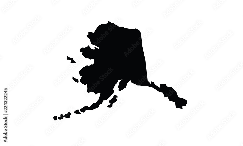 Alaska outline map black USA state borders black vector illustration ...