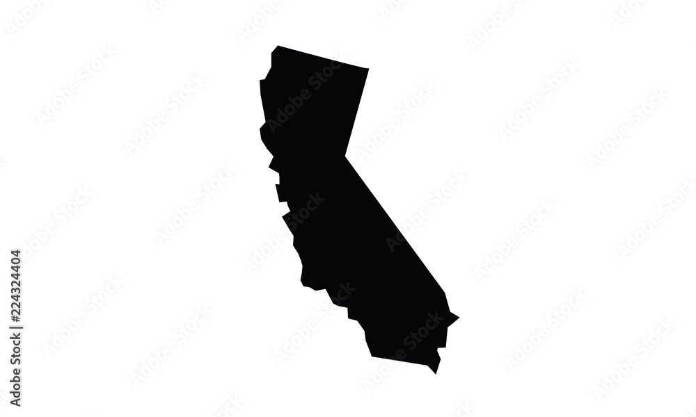 California outline map black USA state borders black vector ...
