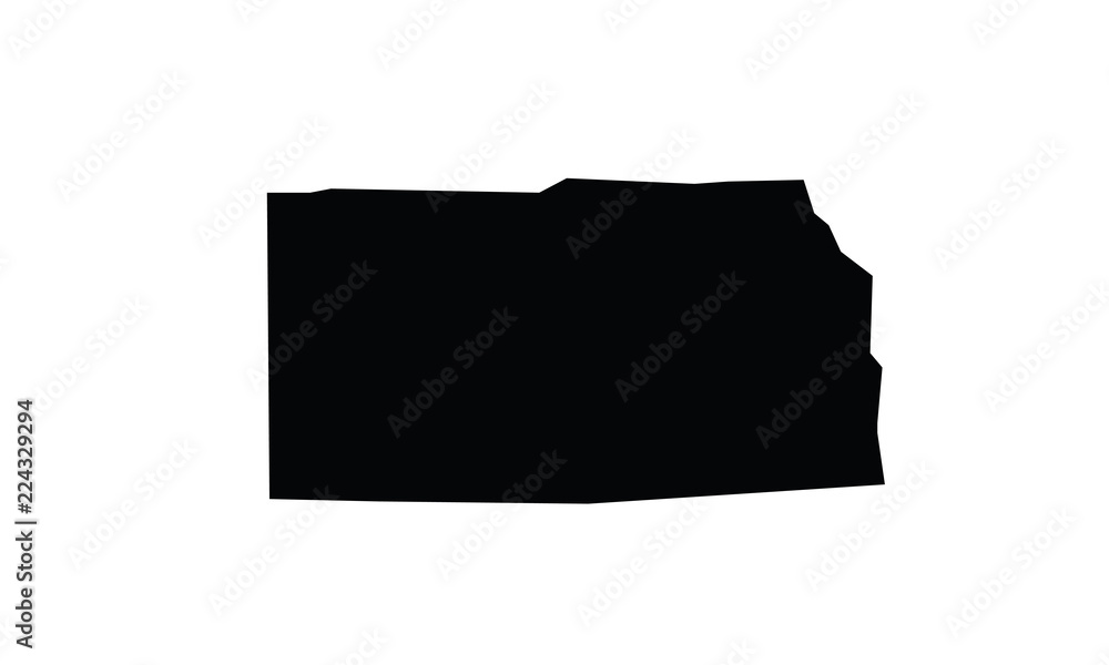 Kansas outline map black USA state borders black vector illustration ...