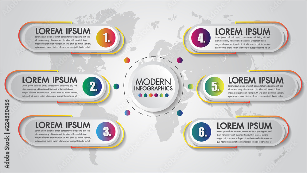 Infographics Chart 6 steps concept creative business data visualization ...
