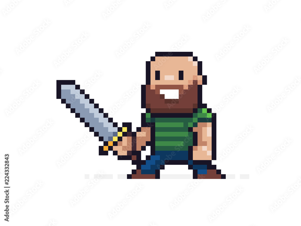 Vetor de Pixel Art Swordsman do Stock | Adobe Stock