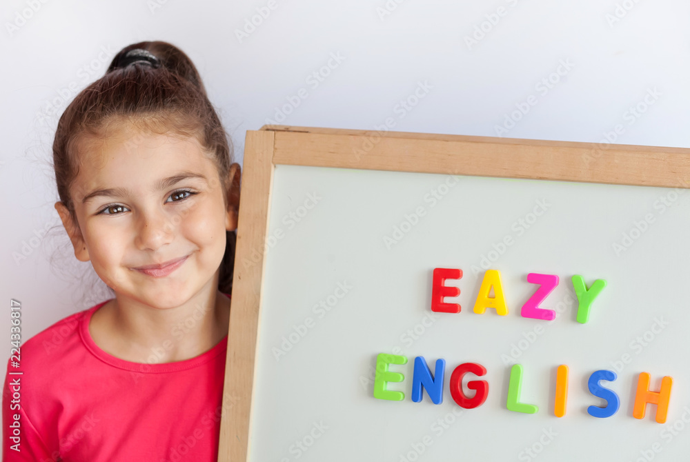 Language education concept. Learn English. Eazy English. Cute little ...