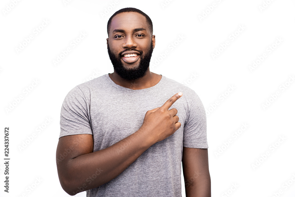 Positive black African American male with happy calm emotion, being ...