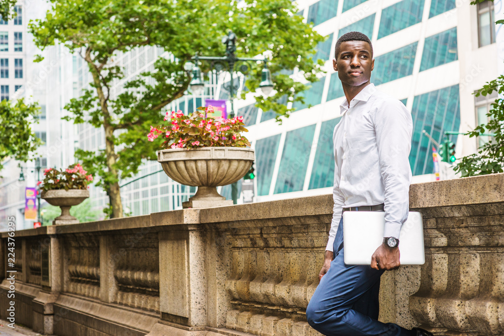 Young African American Graduate Student studying in New York, wearing ...