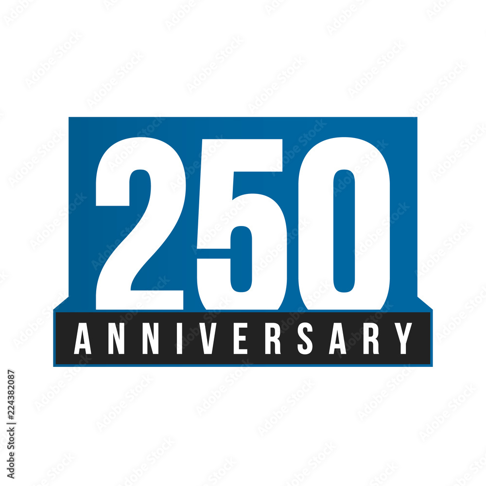 250th Anniversary vector icon. Birthday logo template. Greeting card ...