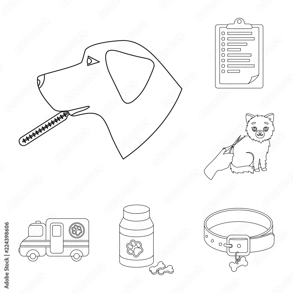 Veterinary clinic outline icons in set collection for design. Treatment ...