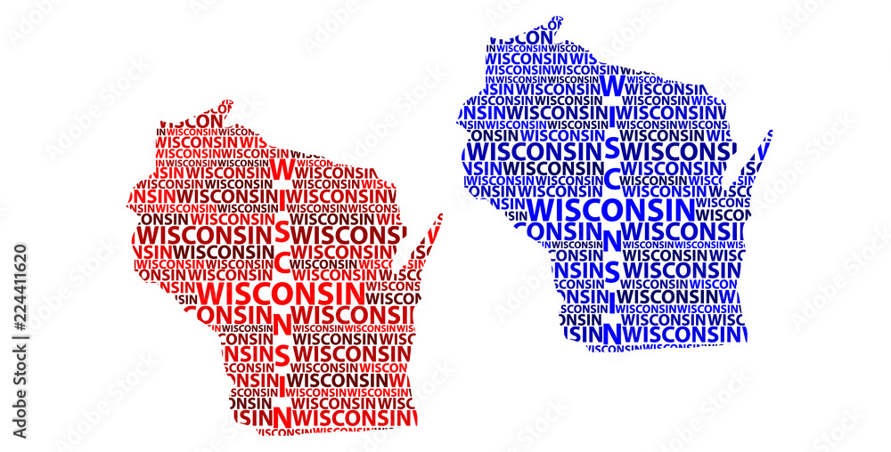 Sketch Wisconsin (United States of America) letter text map, Wisconsin ...