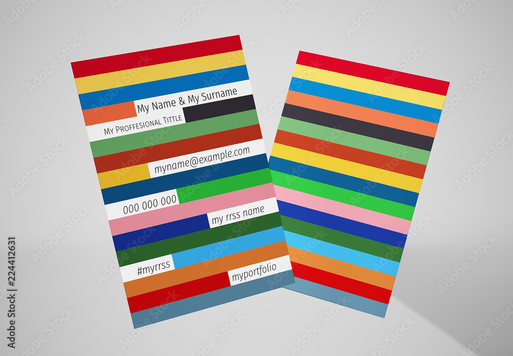 Business Card Layout with Multicolred Stripes Stock Template | Adobe Stock