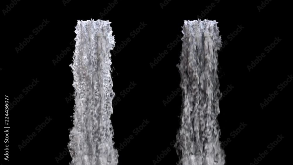 waterfall texture seamless loop, 4k, isolated on black with alpha and ...