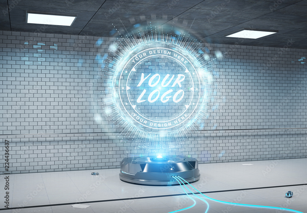 Colorful Logo Projector Mockup Stock Template | Adobe Stock