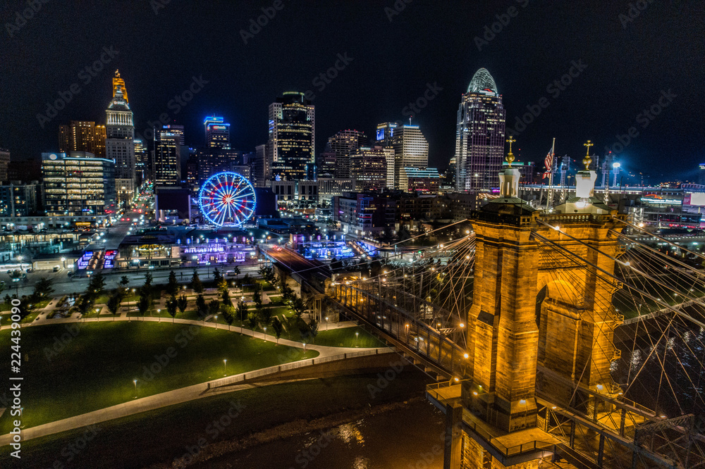 Cincinnati Skyline at Night Stock Photo | Adobe Stock