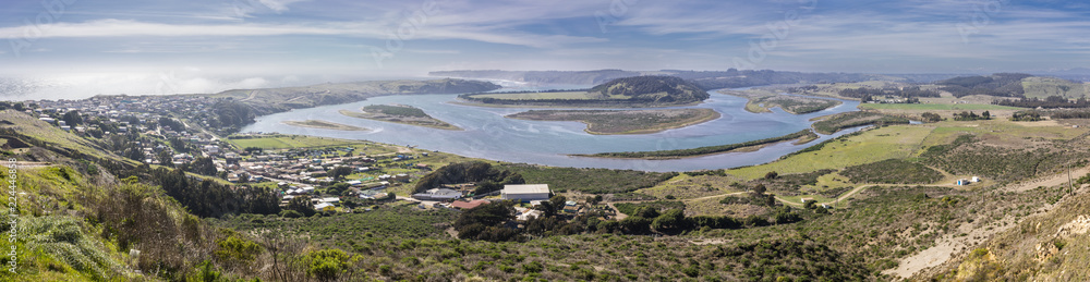 Meanders at the delta river Rapel in the town of La Boca. An amazing ...