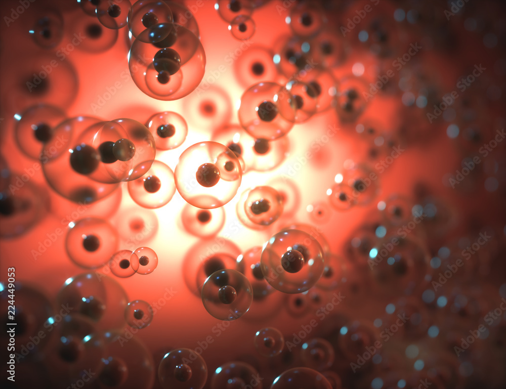 Abstract image of spheres in science concept. Molecular biology ...