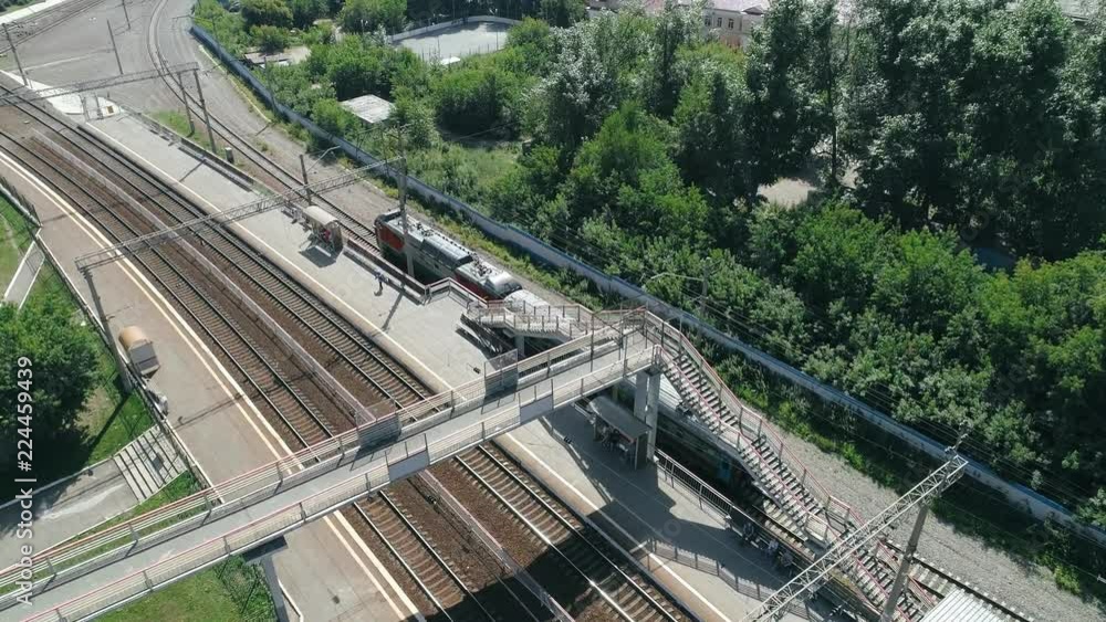 Aerial shot train is heading to the marshalling yard Stock Video ...