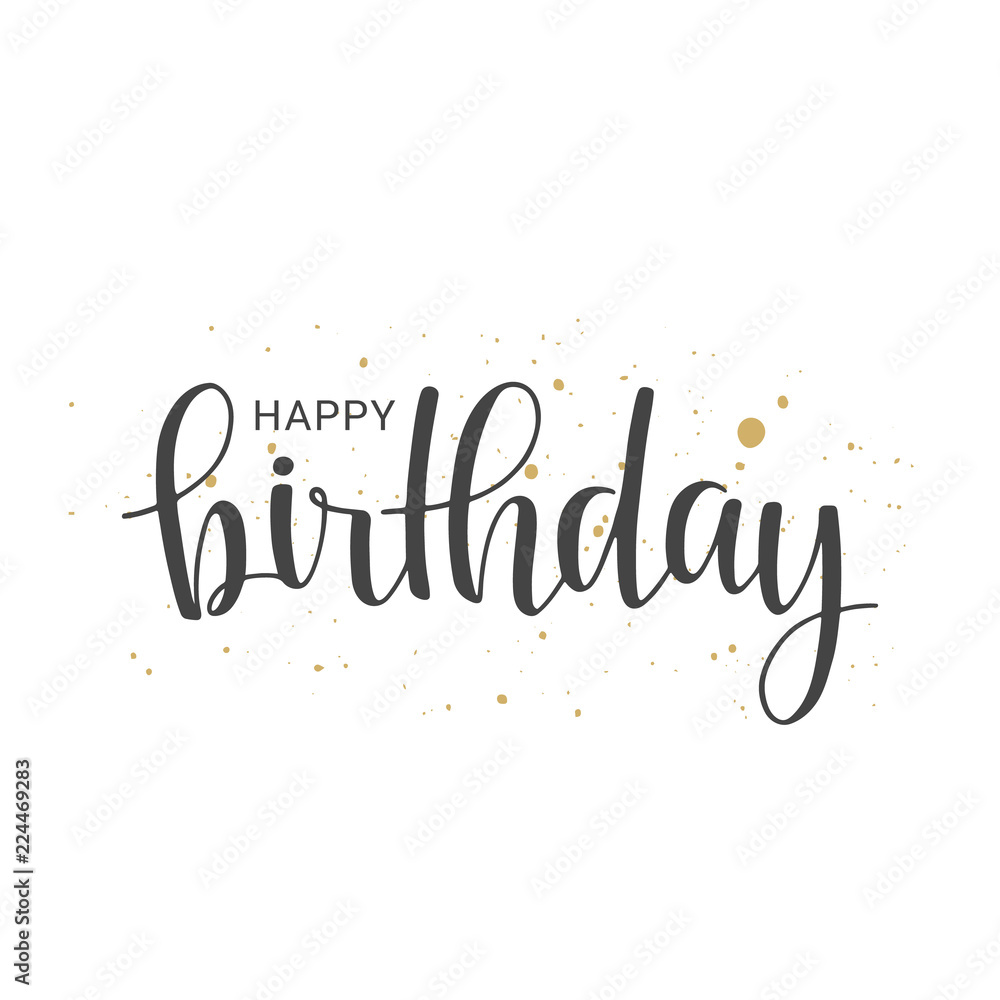 Handwritten lettering of Happy Birthday on white background Stock ...