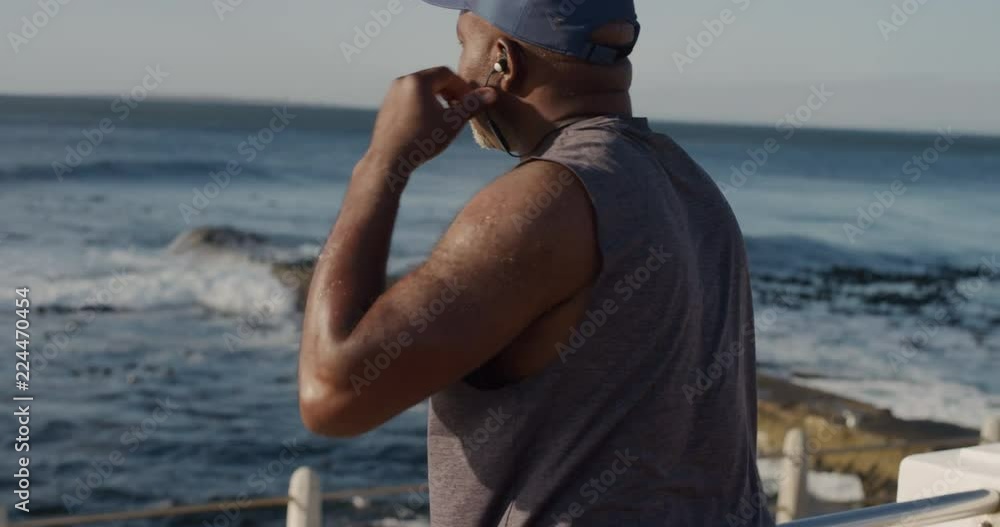 overweight runner man mature african american jogger exhausted after ...