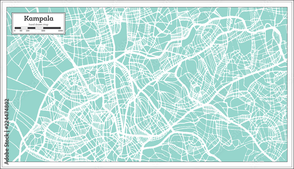 Kampala Uganda City Map in Retro Style. Outline Map. Stock Vector ...