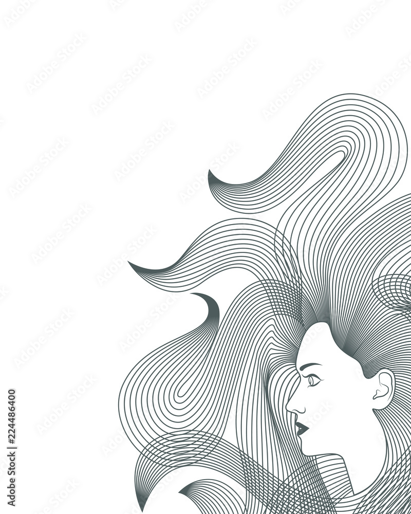 Image women with long hair style icon. Isolated symbol of women with ...