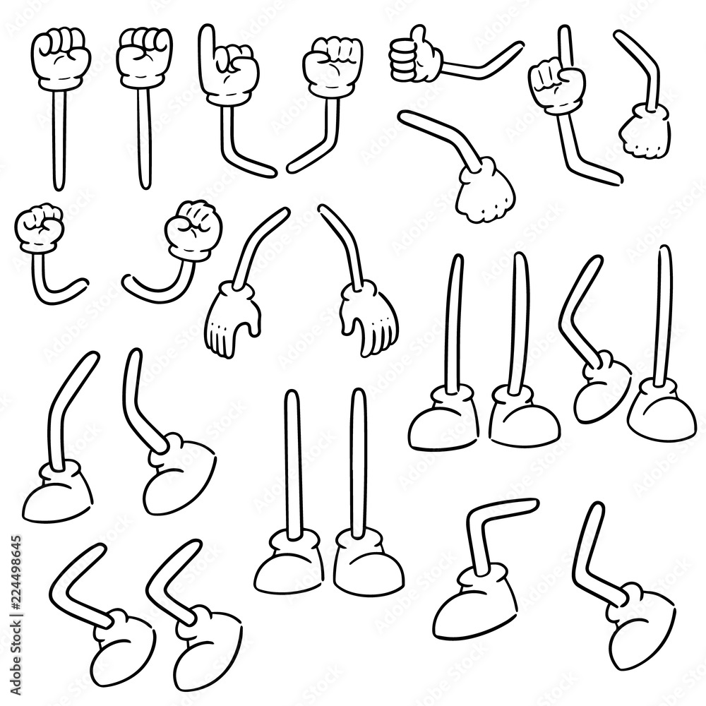 vector set of cartoon arm and cartoon leg Stock Vector | Adobe Stock