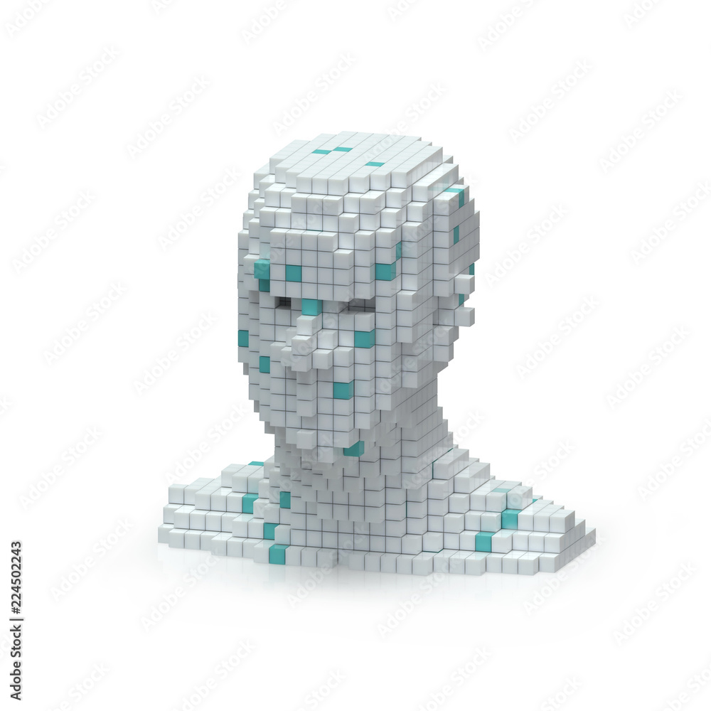 3d human head collected from cubes Stock Illustration | Adobe Stock