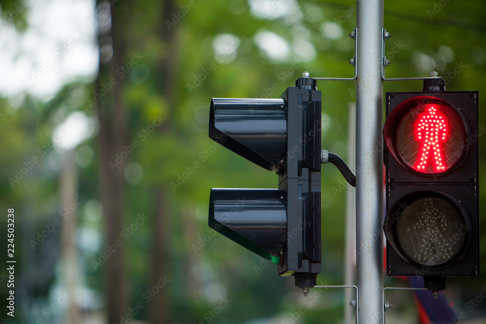 Red man Traffic lights, traffic sign for pedestrians on background ...