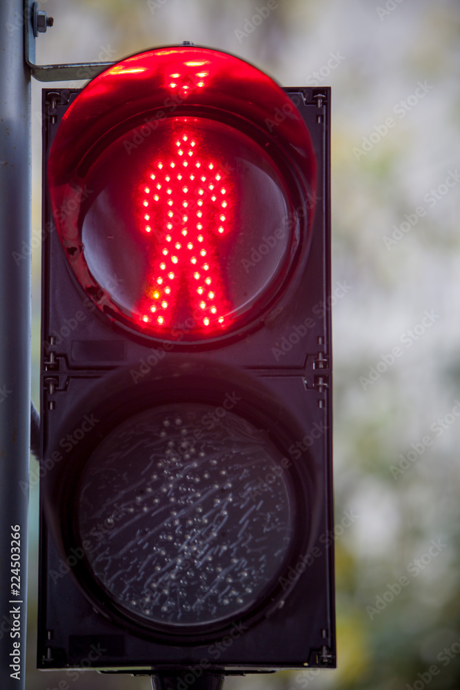 Red man Traffic lights, traffic sign for pedestrians on background ...