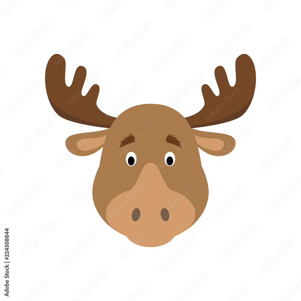 Moose face in cartoon style for children. Animal Faces Vector illustration Series Stock Vector ...