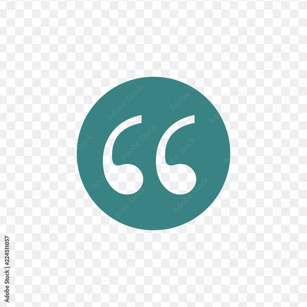 Quote mark flat circle vector icon isolated on transparent background ...