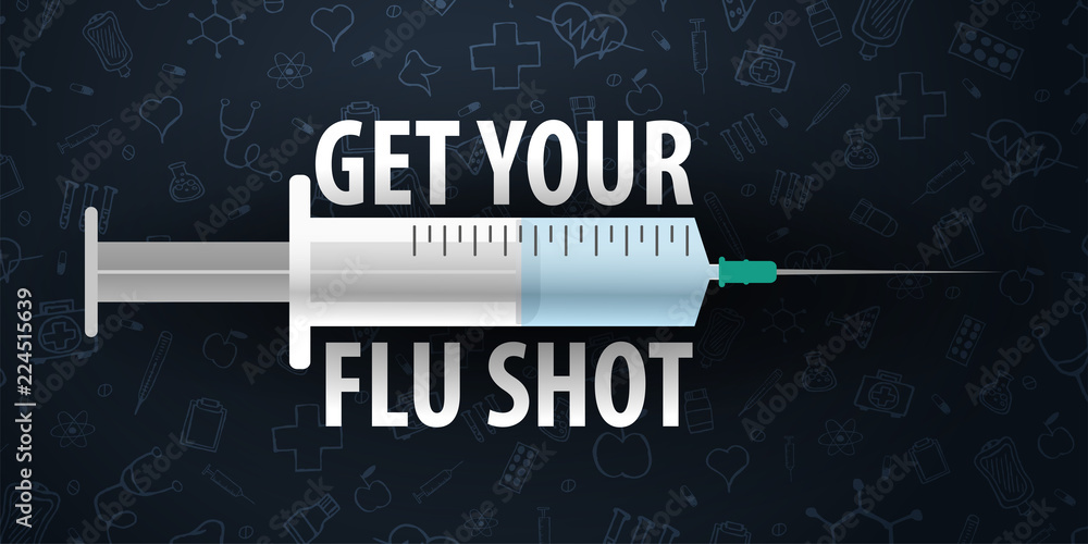 Vaccination. Get your Flu Shot. Medical poster. Health care. Vector ...