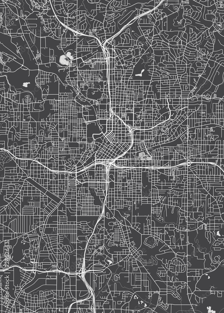 City map Atlanta, monochrome detailed plan, vector illustration Stock ...
