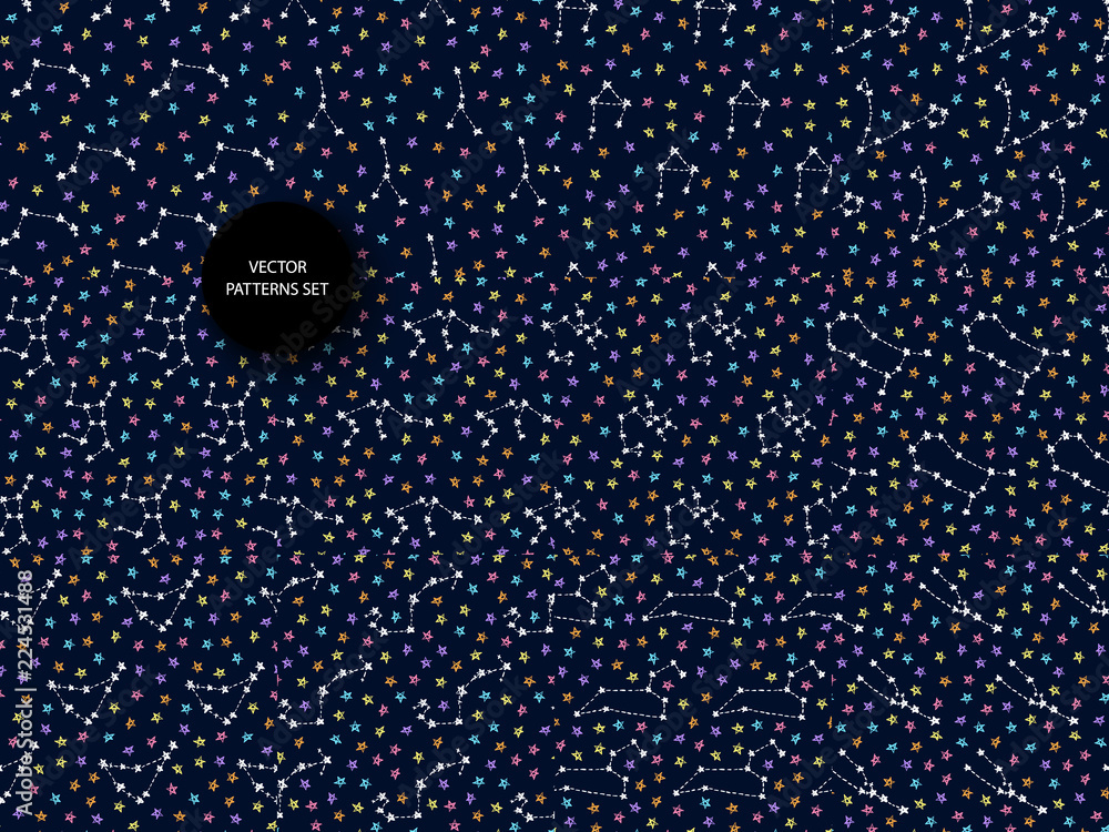 Zodiac patterns set. 12 patterns for each zodiac sign. Constellations ...