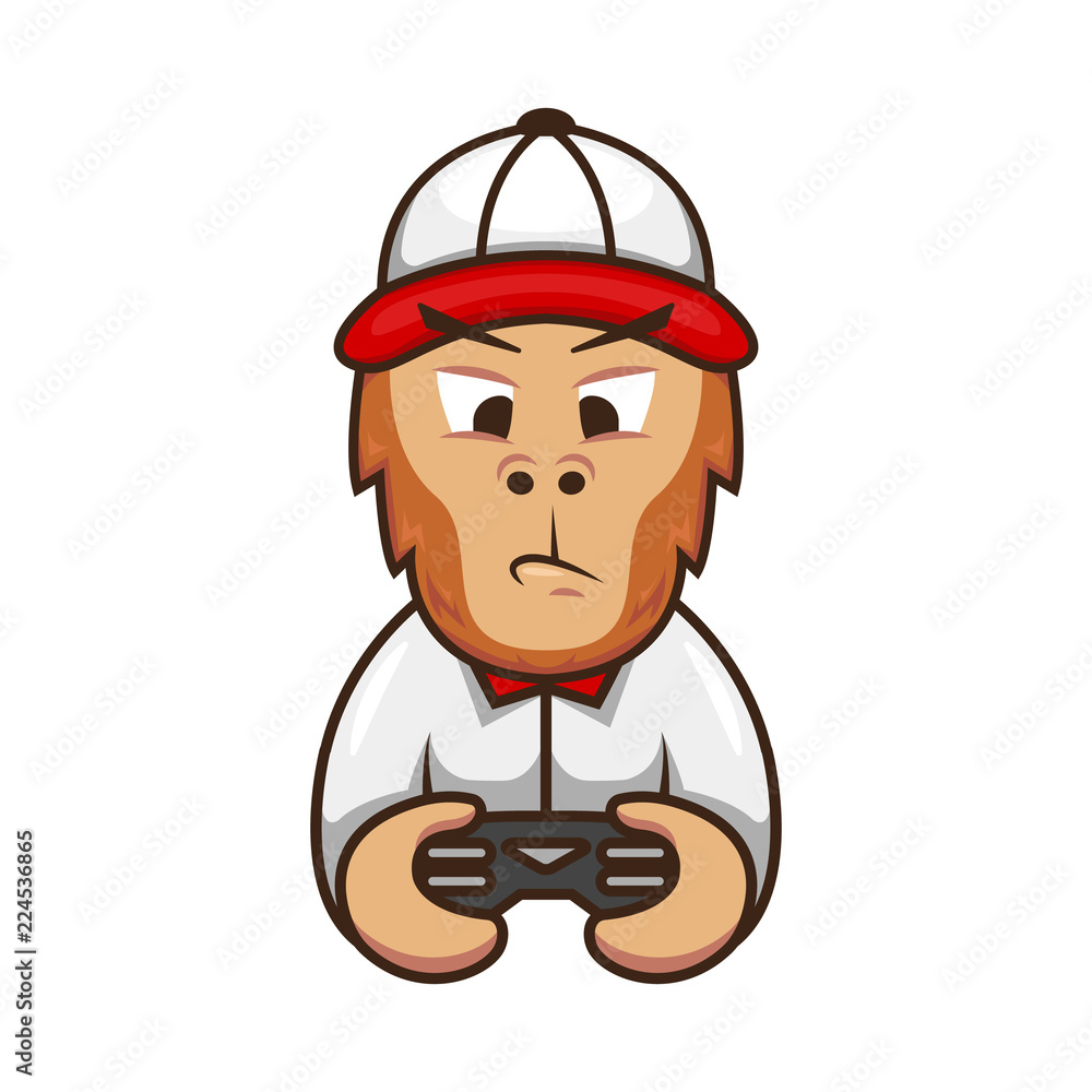 Ape monkey streamer gamer logo icon character. Monkey esport team ...