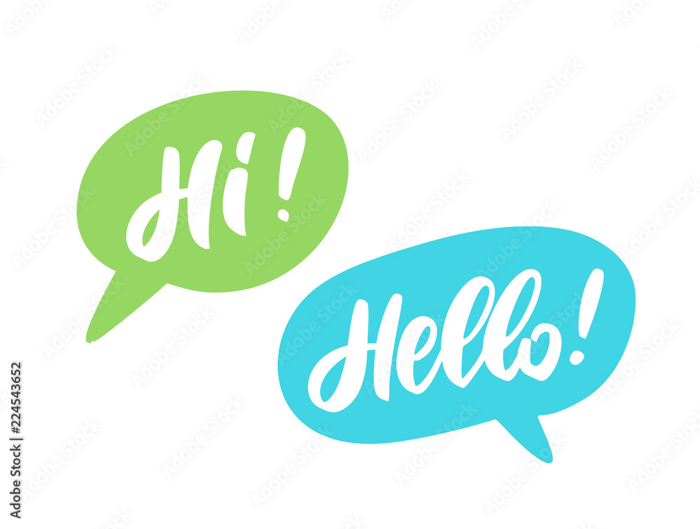 Hello and Hi. Words in speech bubbles. Stock Vector | Adobe Stock